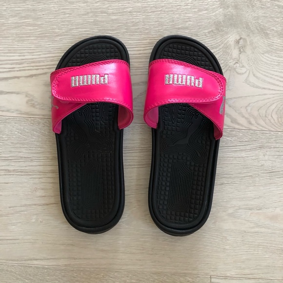 Puma | Shoes | Puma Hot Pink Glitter Sport Slide Adjustable Strap ...